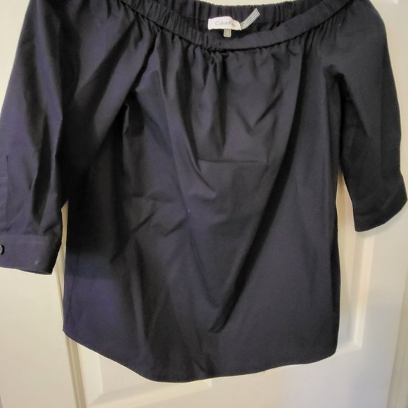 Calvin Klein | Tops | Calvin Klein Dark Navy Off Shoulder Top | Poshmark